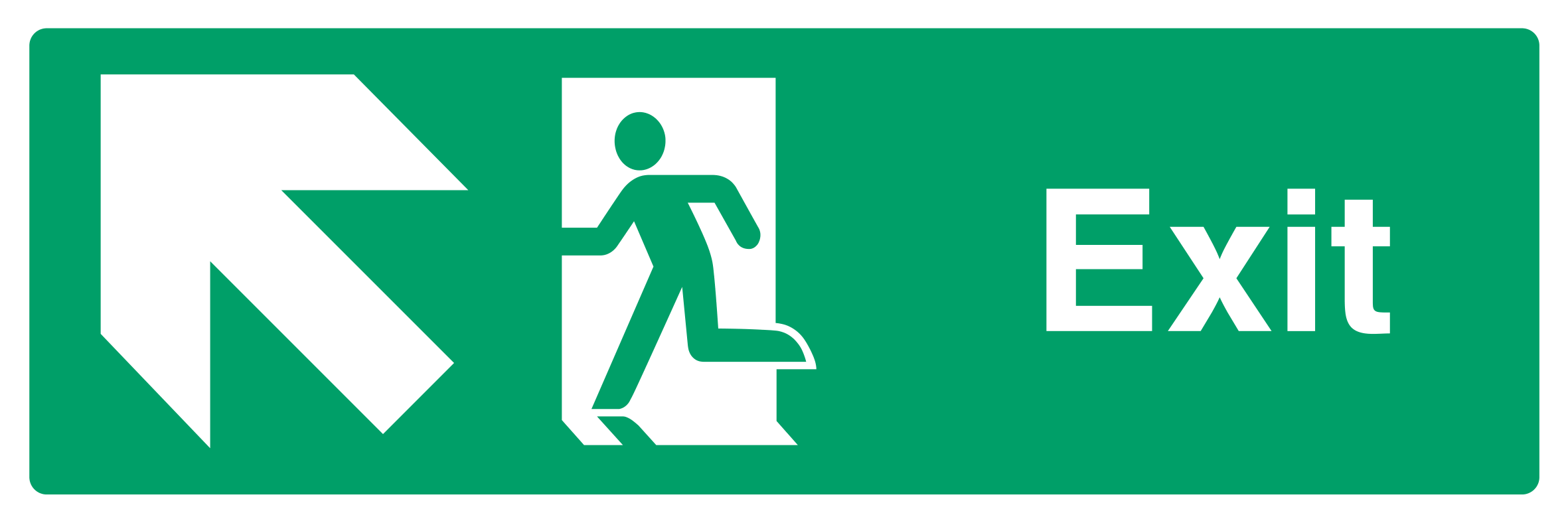 Exit (Left Door) Upper Left Diagonal Arrow Sign by Safe Signs