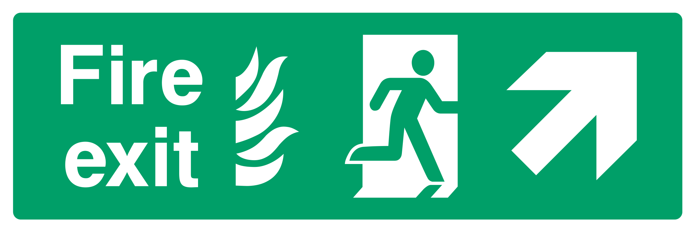 Fire Exit Upper Right Diagonal Arrow Sign – Safe Signs
