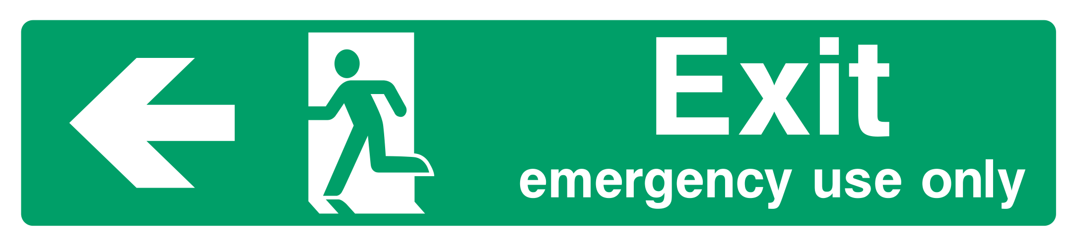 Exit emergency use only (Left Door) Left Arrow Sign by Safe Signs