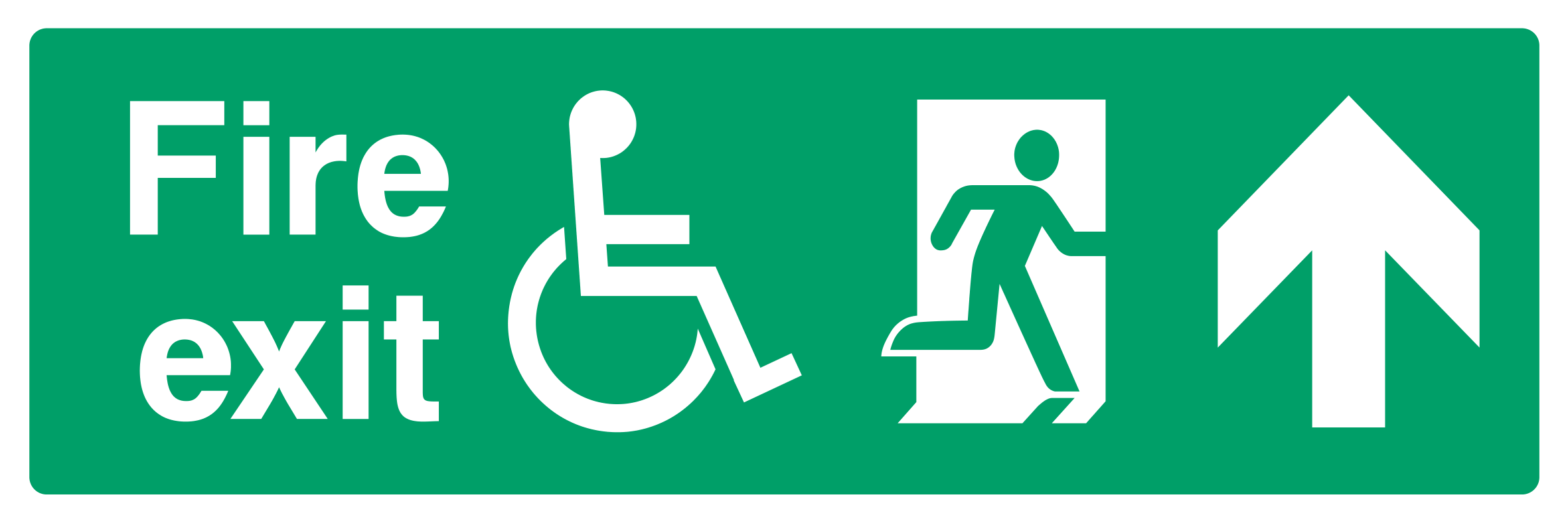Fire exit (Disabled / Right Door) Up Arrow Sign by Safe Signs