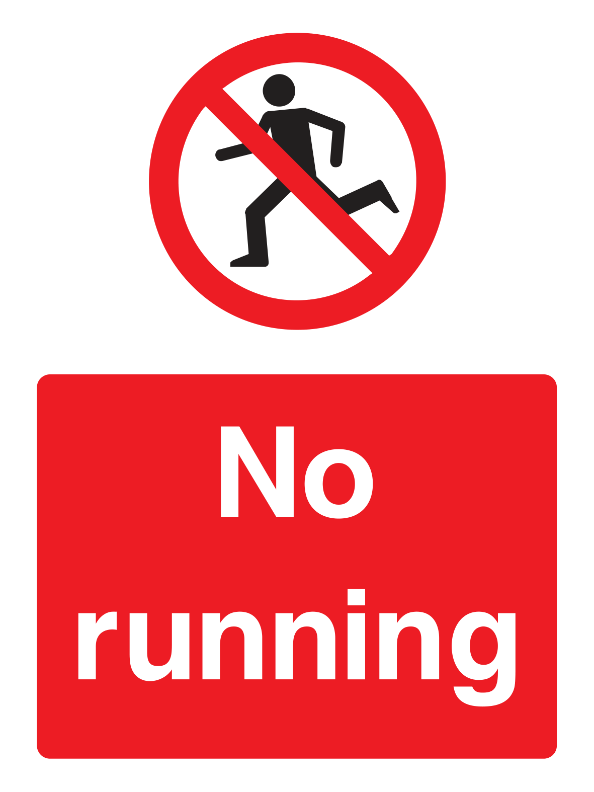 No running Sign Portrait by Safe Signs
